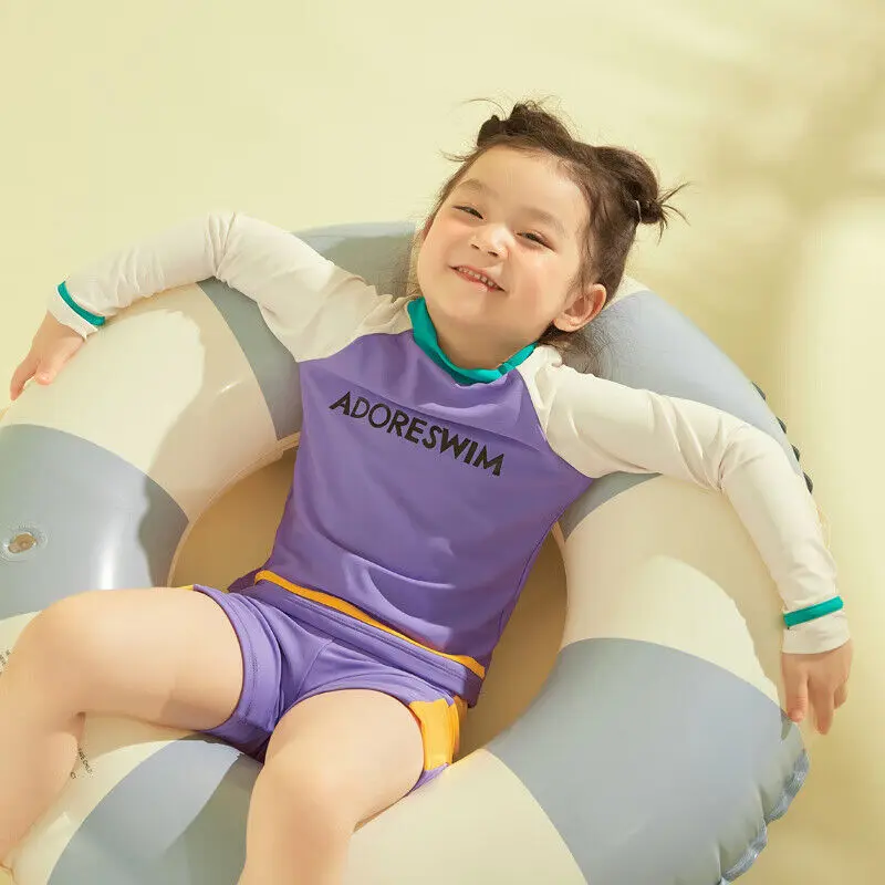 Adoreswim Dvodelni kupaći kostim za devojčice, Ljubičasti