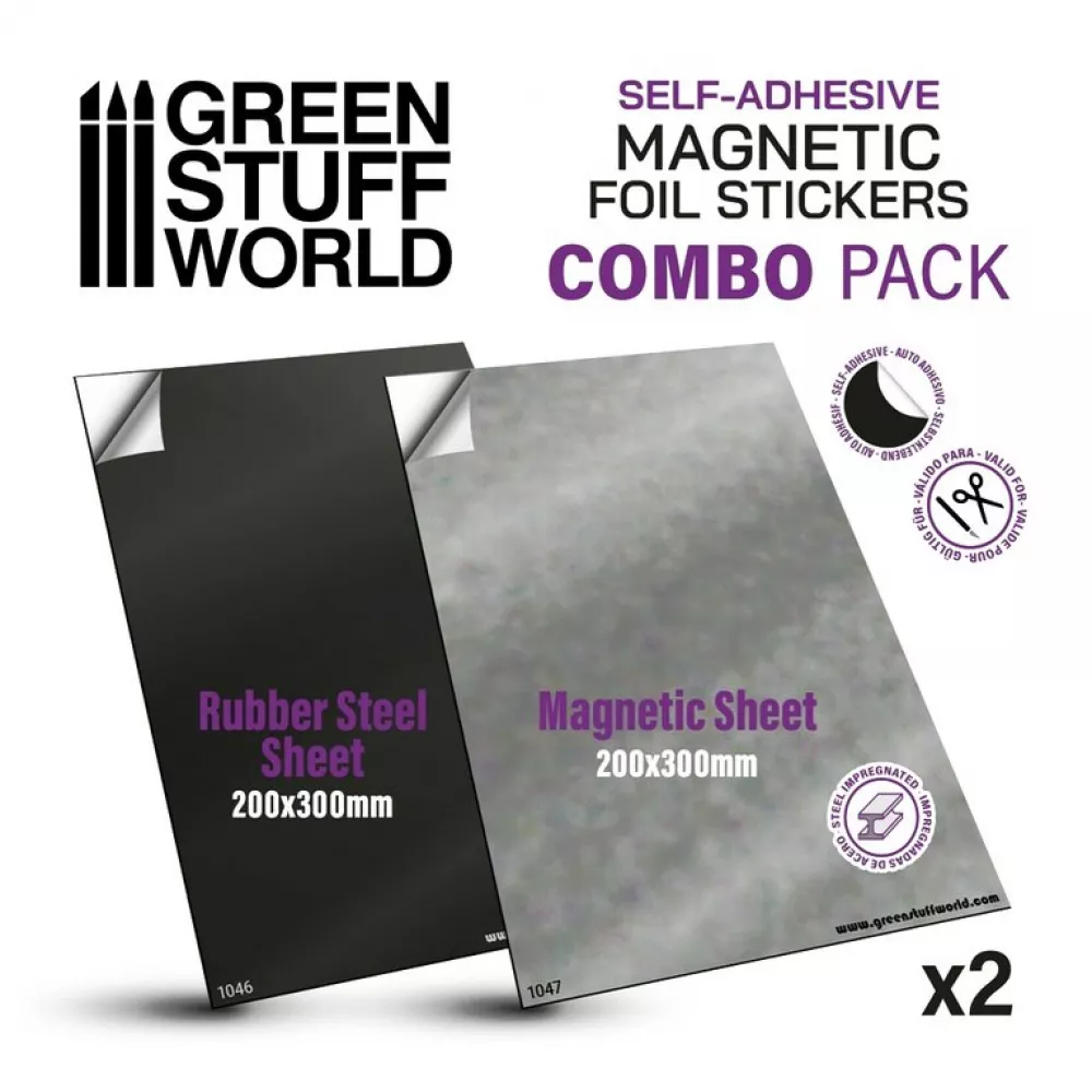 Magnetic Sheet A4 + Rubber Steel Sheet A4 - COMBO 2 self-adhesive