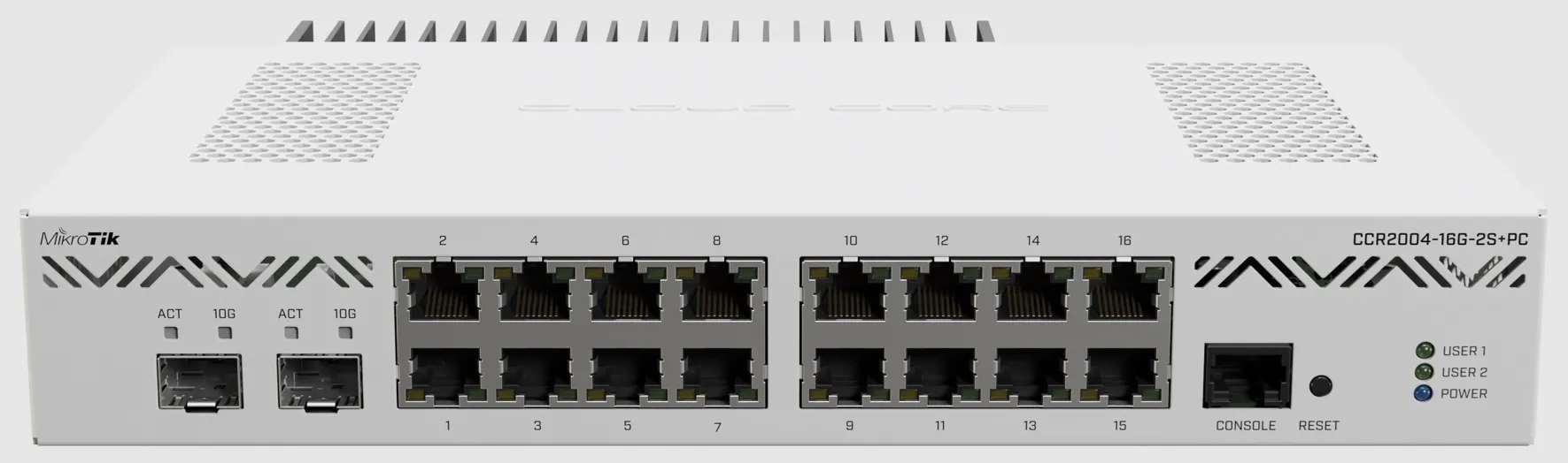 MikroTik CCR2004-16G-2S+PC Ruter, 16x Gigabit, 2x SFP+