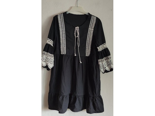 Italijanska boho haljina: Čipka i pamuk (S/M)