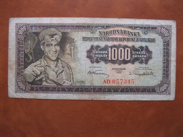 S 1000 dinara 1955., FNRJ, BEZ -2-