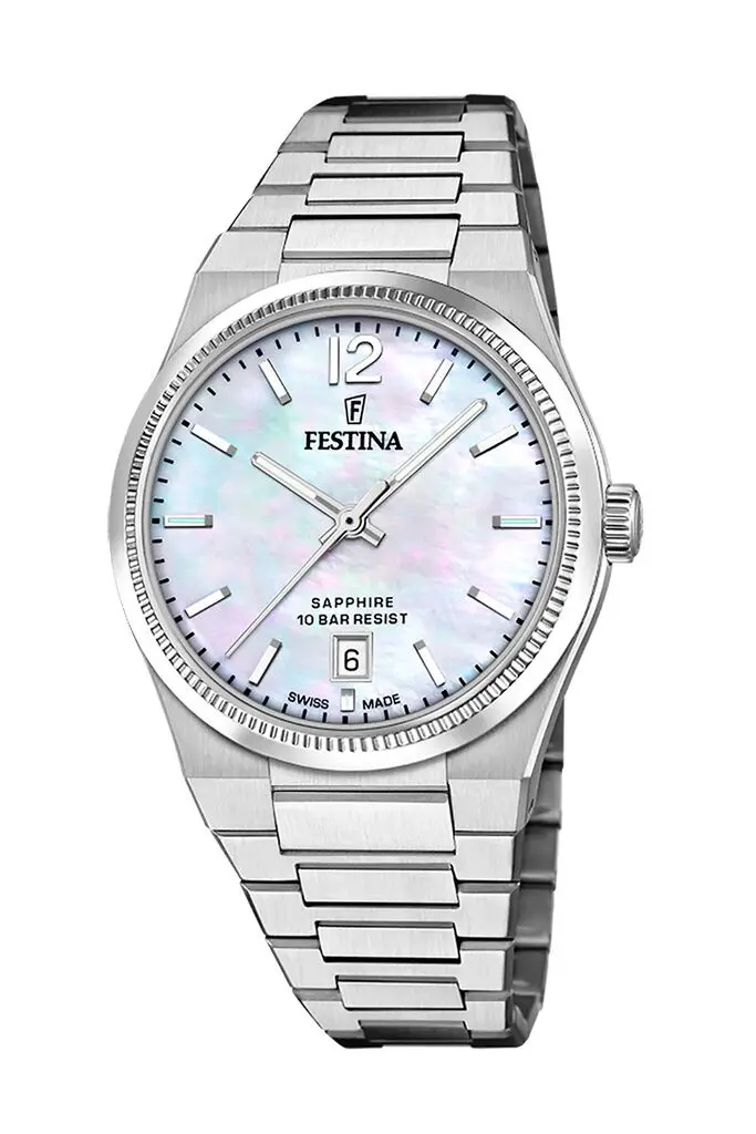Festina Ženski kvarcni sat Swiss Made, Srebrne boje