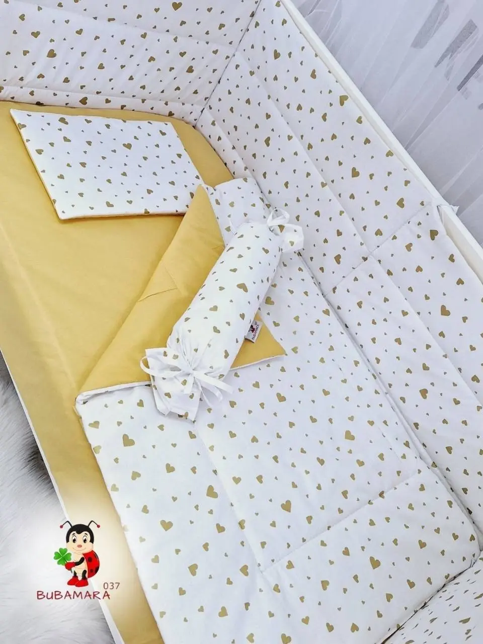 Bubamara037 Set za krevetac sa ravnom ogradom Glitter, Sa lastišem