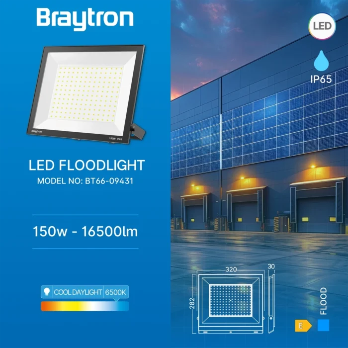 LED reflektor FC 150W crni 6500K IP65