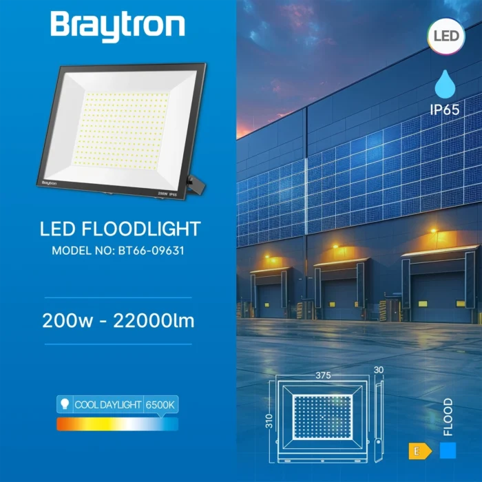 LED reflektor FC 200W crni 6500K IP65