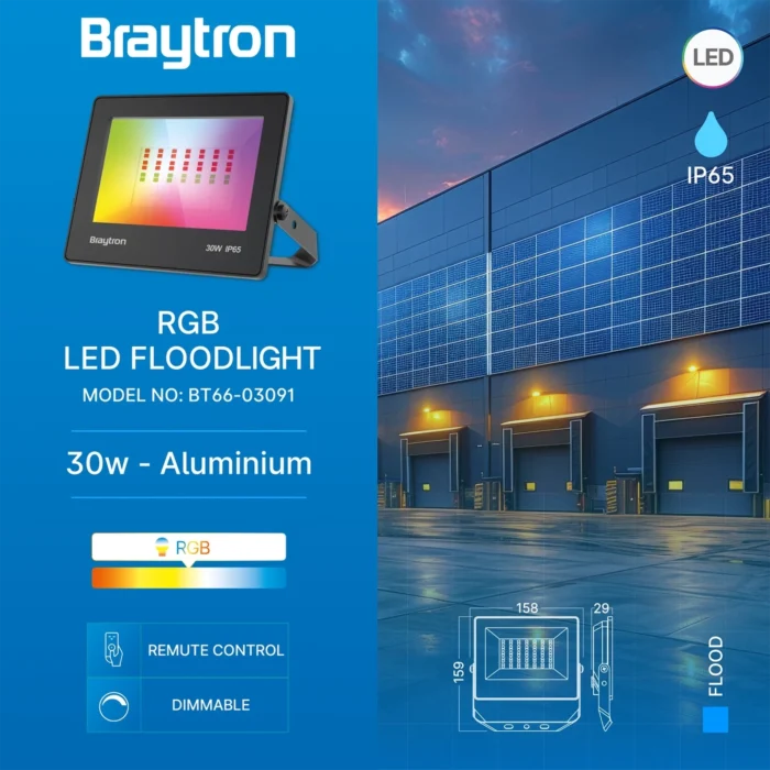LED reflektor FC 30W crni RGB IP65