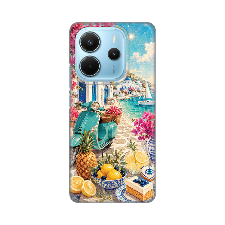 Zastitna ultra tanka (skin) maska / futrola PRINT - Xiaomi Redmi Note 14 4G (SRB) Summer in Greece
