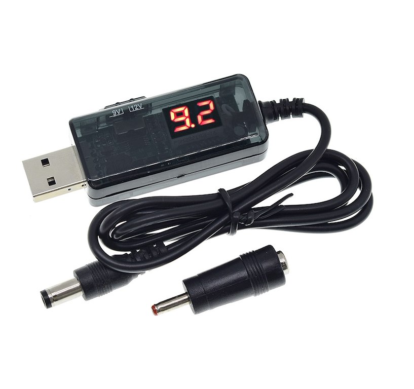 KWS-912V USB Step-Up Pretvarač Napona 5V na 9V / 12V sa Displejom - Kabl za Napajanje Rutera preko Power Banka