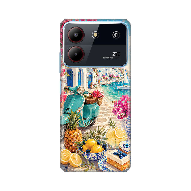 Zastitna ultra tanka (skin) maska / futrola PRINT - ZTE Blade A54 Summer in Greece