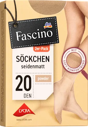 Fascino
Sokne svilenkasto mat 20 DEN, veličina 35-38, boja pudera, 2 para, 2 kom
