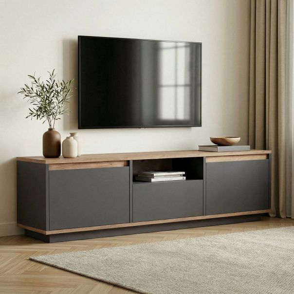 NORDURE TV komoda Sentinel, antracit/braon