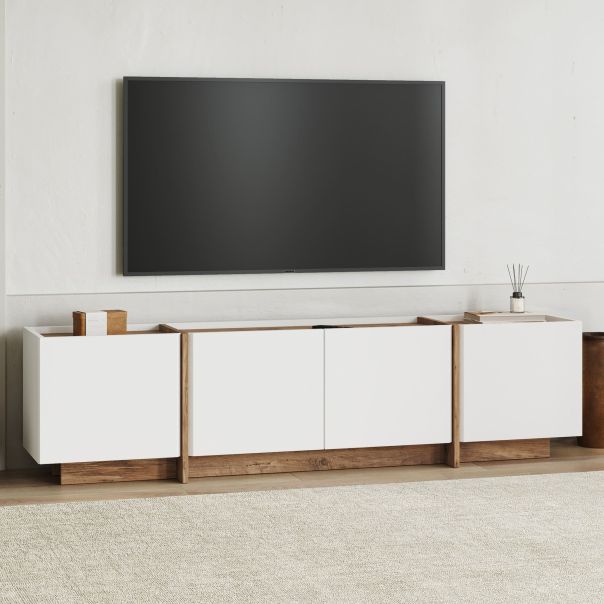 NORDURE TV komoda Lowen, bela/braon