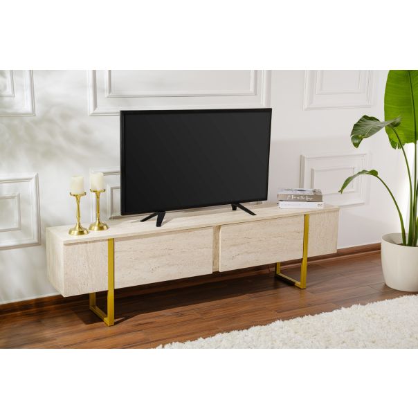 NORDURE TV komoda Serenity, krem/zlatna