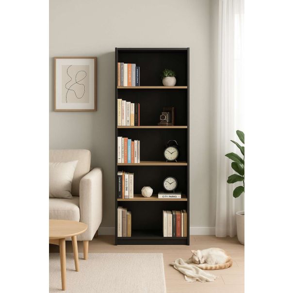 HANAH HOME Polica za knjige Ktp-350-Ax-1, crna/braon