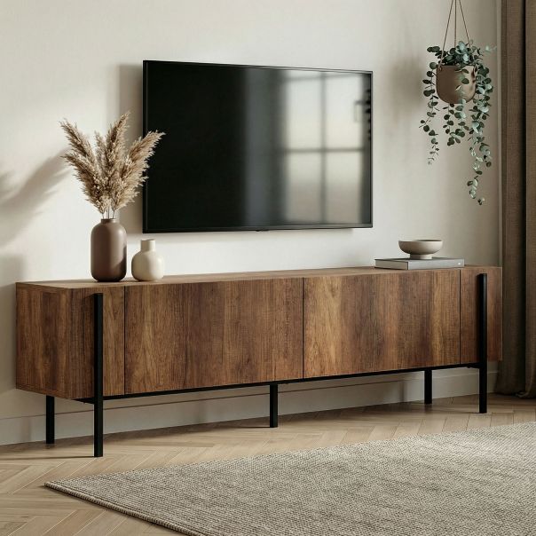 NORDURE TV komoda Nexus, braon/crna