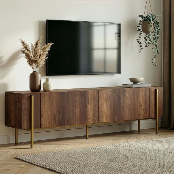 NORDURE TV komoda Nexus, braon/zlatna