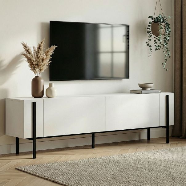 NORDURE TV komoda Nexus, bela/crna