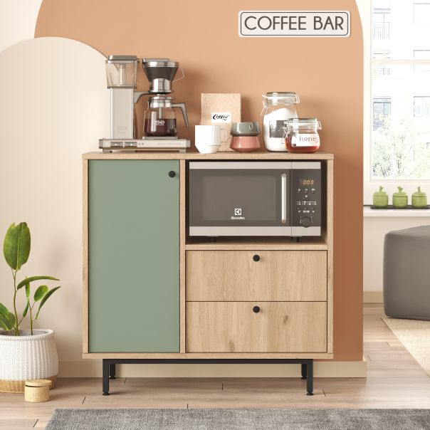 HANAH HOME Kuhinjska komoda RE1-SY, braon/zelena