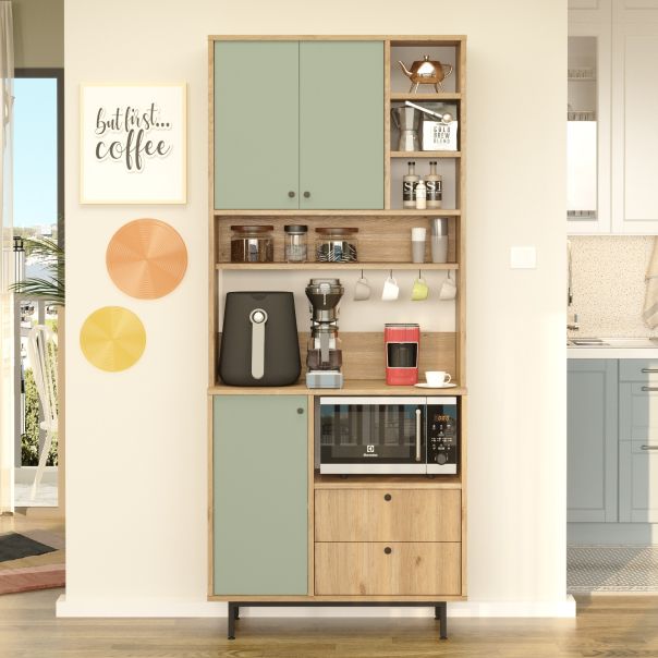 HANAH HOME Kuhinjska komoda RE6-SY, braon/zelena