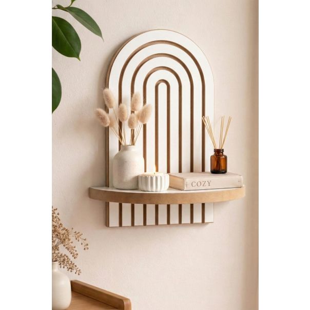 HANAH HOME Zidna polica Artmtkwll1, bela/braon
