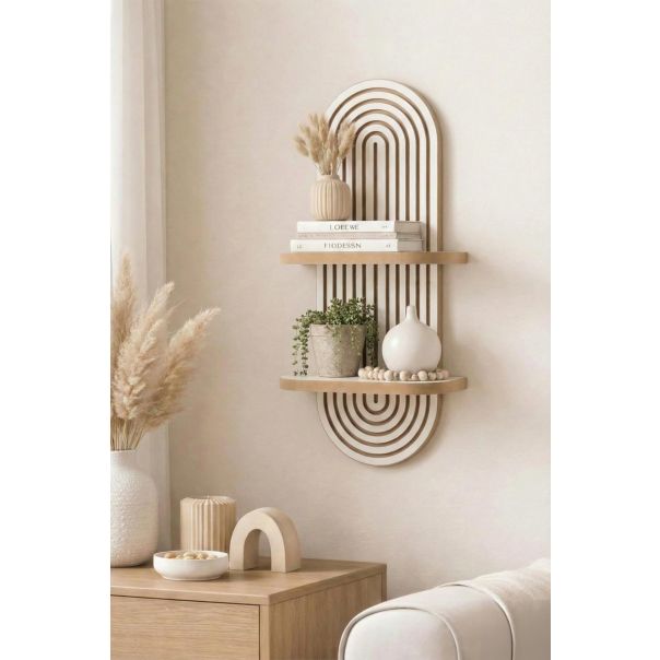 HANAH HOME Zidna polica Artmtkwll2D, bela/braon