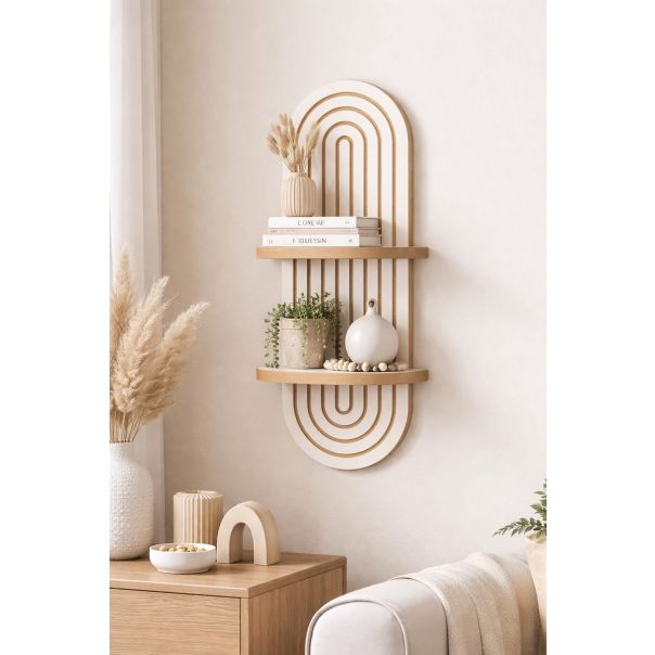 HANAH HOME Zidna polica Artmtkwll2, bela/braon