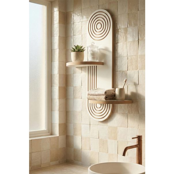 HANAH HOME Zidna polica Artmtkwll3, bela/braon