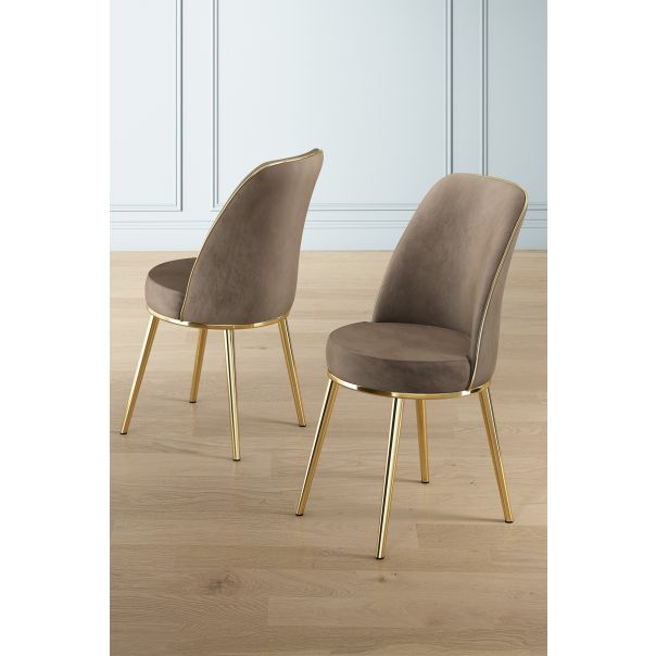 HANAH HOME Set trpezarijskih stolica Pefa 2/1, kapućino/zlatna