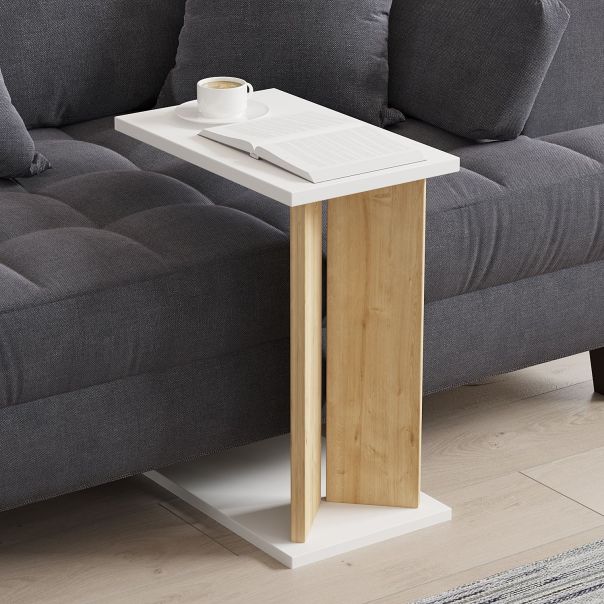 HANAH HOME Pomoćni stočić Lun, svetlo braon/bela