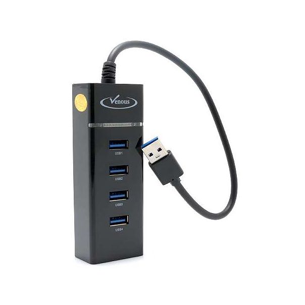 HUB USB 3.0 Hi-Speed Venous 4 porta crni
