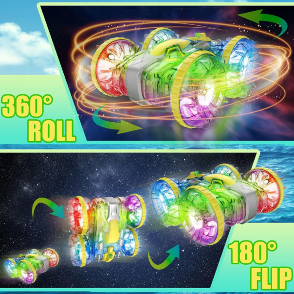 RC amfibijsko vozilo na daljinsko upravljanje JWD C086 2.4Gh 6 kanala RGB narandžasto