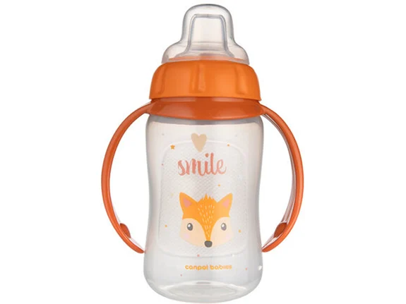 Canpol Babies Flašica/šolja sa kljunom i ručkama 56/512 Happy Animals 320ml Orange