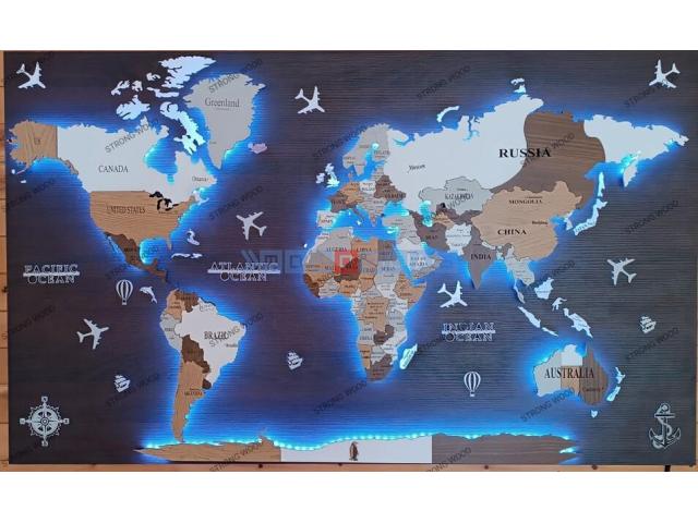 Led mapa sveta 140x90 3D