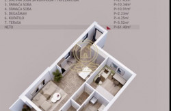 Dvosoban stan 61,4 m², Staro groblje, Palilula, Niš, 3/4 sprat