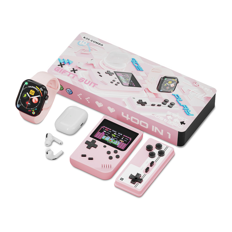 KARLER BASS K35-Combo set (smart watch, konzola sa kontrolorom, Slusalice AirPods Pro 2) roze