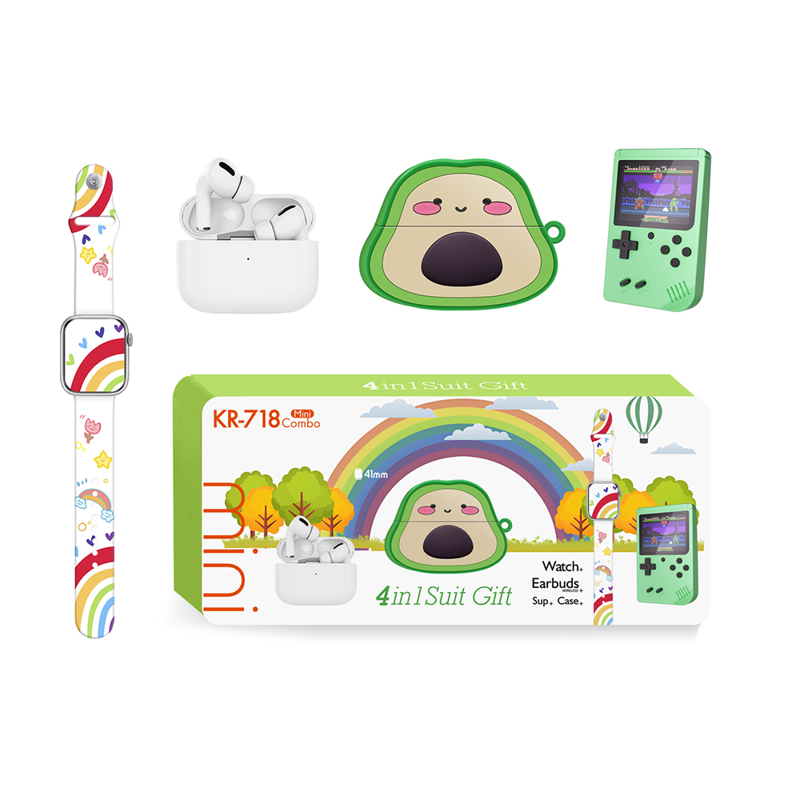 KARLER BASS K718-Combo set (mini watch, konzola, TWS Bluetooth Slusalice + futrola za slusalice Avocado)