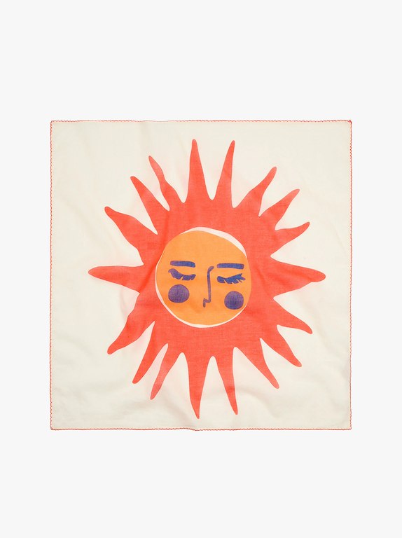 SQUARE SCARF PRINTED WITH SUN WITH 100% COTTON