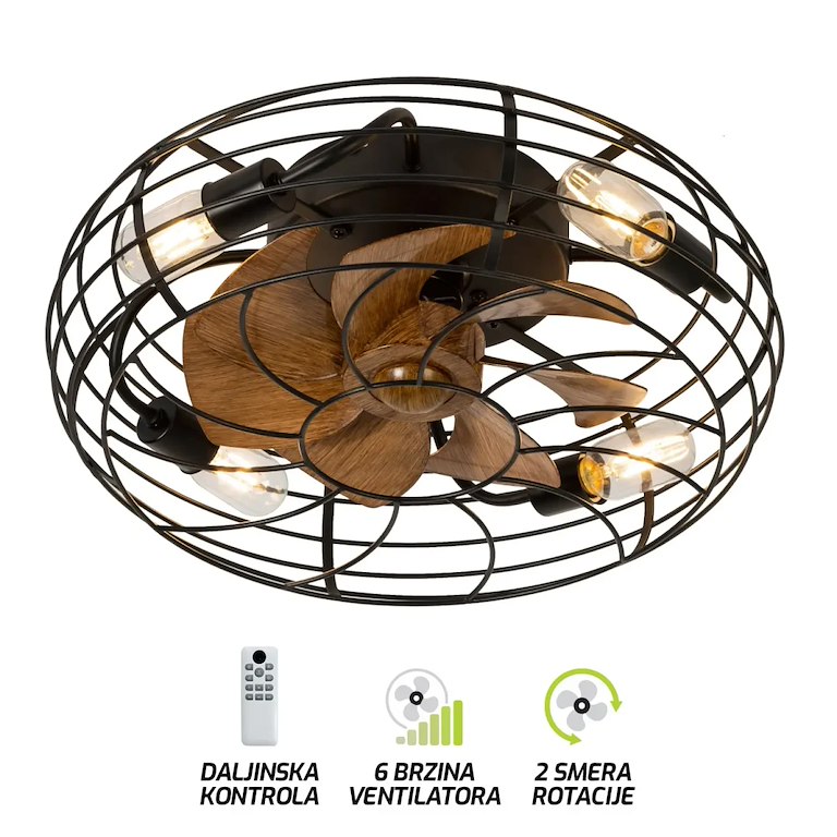 Plafonska lampa sa ventilatorom FV7003-48 BK