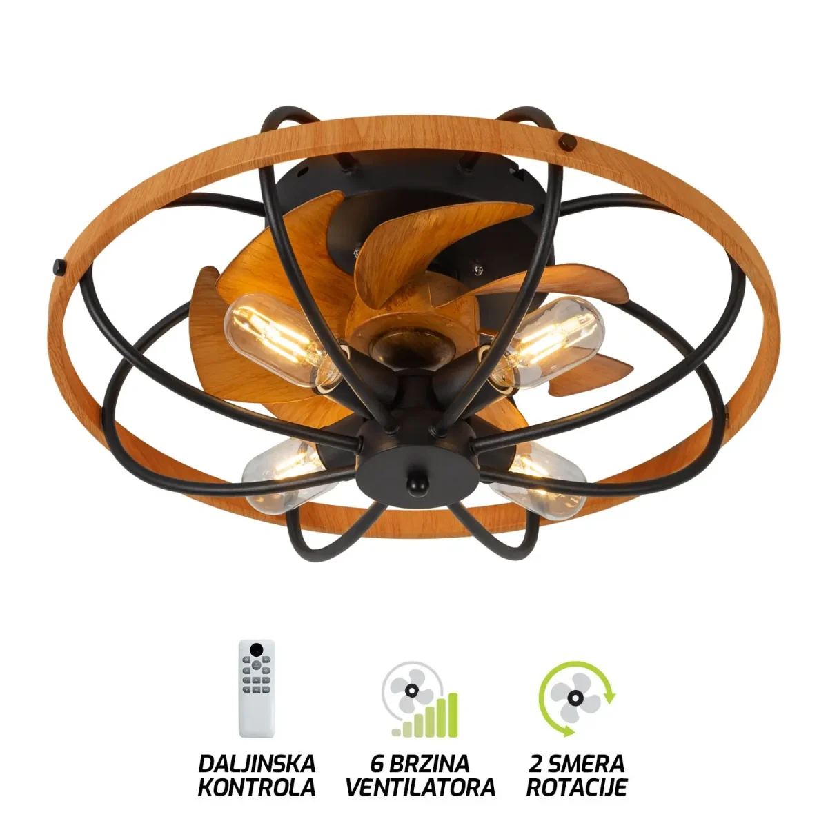 Plafonska lampa sa ventilatorom FV7004-49 BK+WD