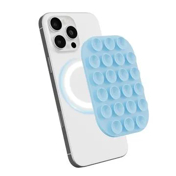 ROUNDED MAGSAFE SILICONE SUCTION CUP PHONE HOLDER - LIGHT BLUE