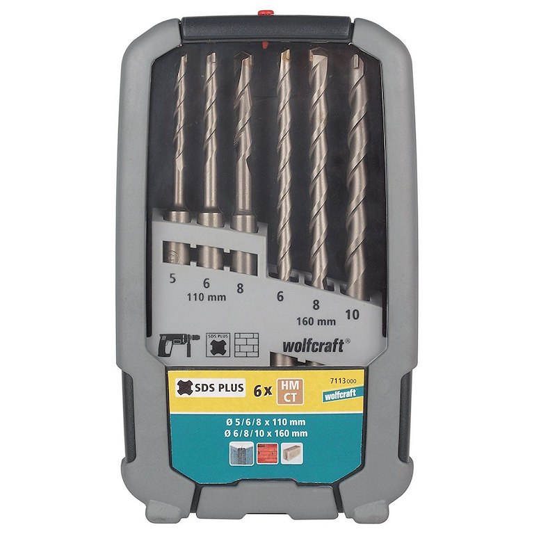 Wolfcraft 7113000 Burgija za beton HM 5,0-8,0x110 mm/6,0-10,0x160 mm/6 kom.
