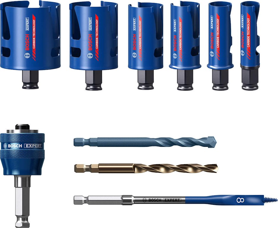 Bosch komplet EXPERT Construction Material testera za otvore od 20/25/32/38/51/64 mm, 10-delni, 2608900490