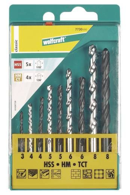 Wolfcraft 7730000 Burgija za metal-kamen 9 kom.