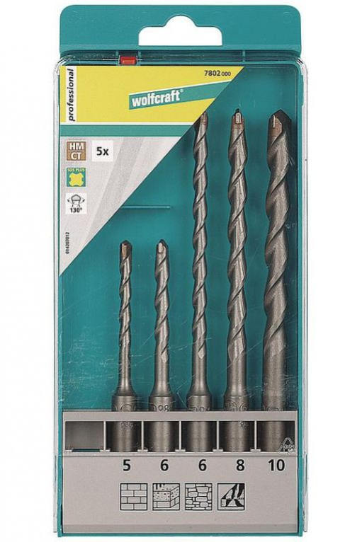 Wolfcraft Burgija za beton HM 5,0-6,0x110 mm/6,0-10,0x160 mm/5 kom. 7802000