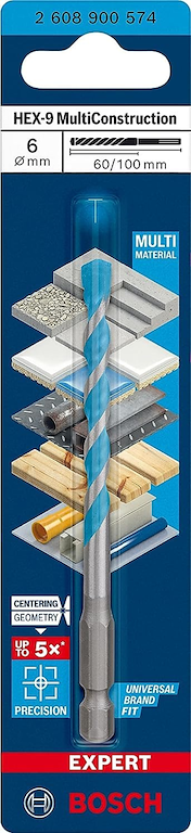 Bosch višenamenska burgija HEX-9 Multi Construction 6,5 x 60 x 100 mm pakovanje od 1 komada - 2608579838