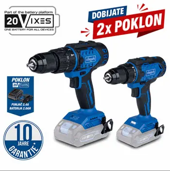 Scheppach IXES 20V set akumulatorskih bušilica – Brushless udarna bušilica BC-CD60-X + bušilica-odvijač C-DD45-X