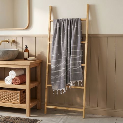Current - Anthracite Anthracite White Fouta (Beach Towel)