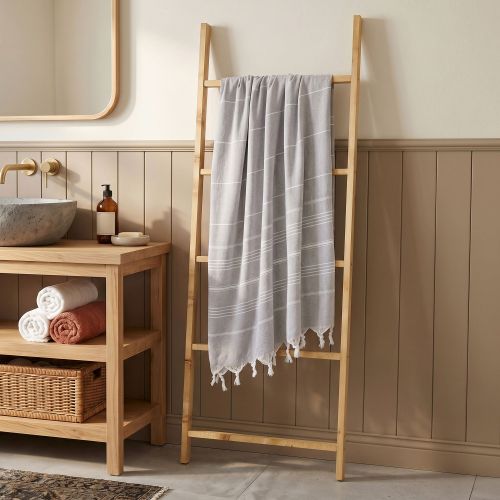 Current - Light Grey Light Grey White Fouta (Beach Towel)