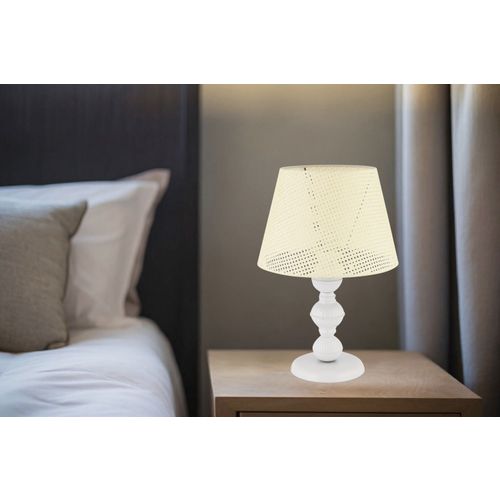 300 Hazeran - Cream, White Cream White Table Lamp