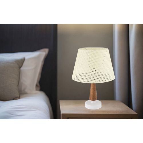 302 Hazeran - Cream, Brown, White Cream Brown White Table Lamp